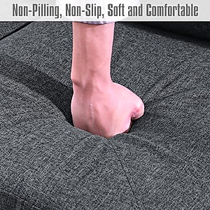 LostCat 97" W Sectional Couches for Living Room, Flannel Modular Sectional Sofa Set for Living Room Couch, L Shape Couch for Living Room Furniture Sets, Black Grey