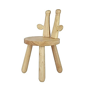 famobay Wooden Toddler Chair, Naturally Finished Solid Hardwood,Kids Stool Handmade, for Playroom, Nursery, Preschool, Bedroom, Kindergarten Eating, Reading, Playing, Boys Girls Age 2+ (1, Giraffe)