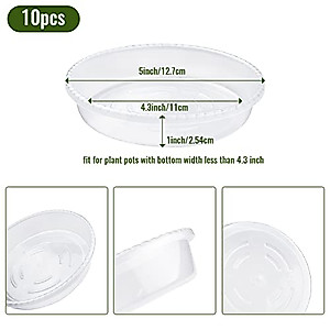 yuntop 10 Pack Clear Plastic Plant Saucer, Durable Plant Trays Flower Plant Pot Saucer Plant Container Accessories for Indoors & Outdoors, Stop Messes & Stains in Your Garden (5 Inch)