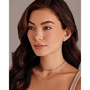 PAVOI 14K Gold Plated, 5 Pairs Small Gold Earrings Set | Mini Cubic Zirconia Stud Pack for Women Men 3mm 4mm 5mm 6mm 8mm (Yellow Gold)