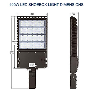 Hylele 400W LED Street Light Parking lot Light Commercial Street & Area Lighting Shoebox Pole Lights Outdoor IP65 Waterproof 5700K 56000LM 140 LM/W Super Bright with Slip Fitter Mounting ETL Listed