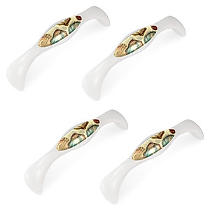 RODAILYCAY Shell 4 Packs Kitchen Drawer Pulls, Crystal Glass Cabinet Handles Pulls, Cupboard Door Knobs, Kitchen Hardware Pulls for Dresser Drawers