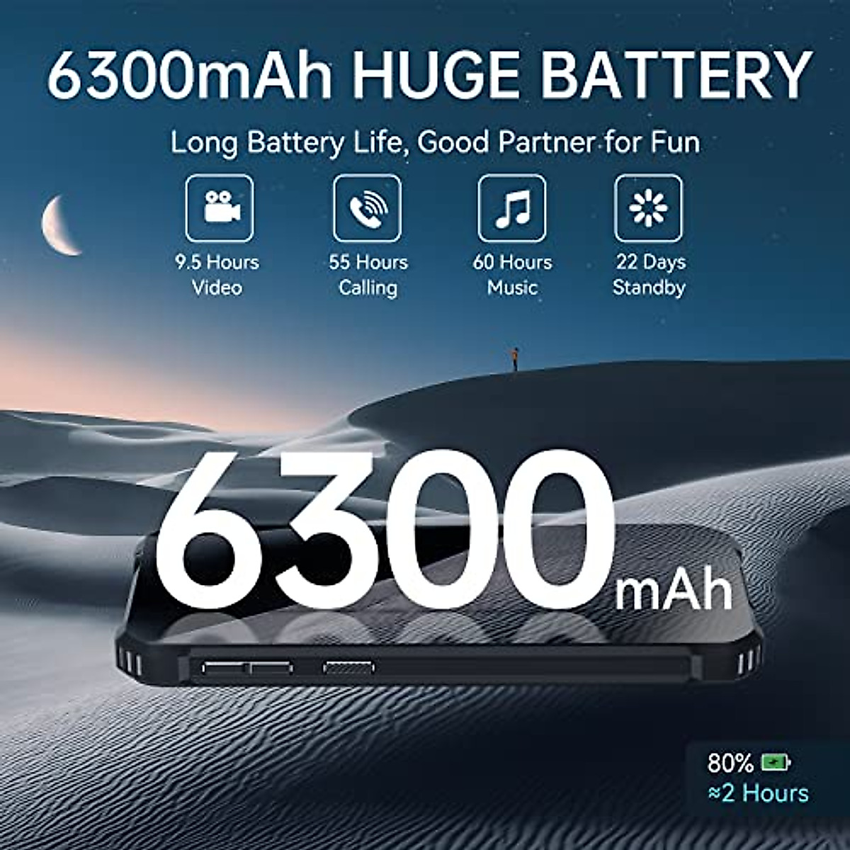 OUKITEL WP20 Pro Rugged Smartphone, 4GB+64GB Octa-Core 5.93" Rugged Phone Android 12, 6300mAh Battery, IP68 Waterproof, 20MP Camera, Global Version 4G LTE Cell Phone, Face ID+Fingerprint, NFC, Orange