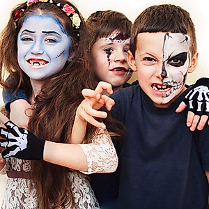 OTPEH Skeleton Gloves For Women Men Adults Fingerless Goth Gloves Glow In The Dark Halloween Costume Emo Accessories