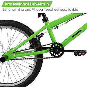 HH HILAND 20 inch Freestyle Kids BMX Bike, Beginner-Level to Advanced Riders with 360 Degree Gyro & 4 Pegs, Kids' Bicycles for Boys, Girls, Multiple Colors Green