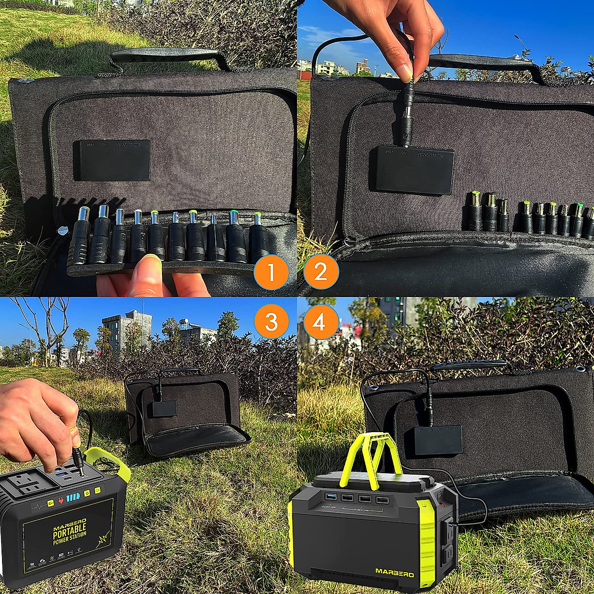 MARBERO 30W Portable Solar Panels, Foldable Solar Panel Battery Charger for Portable Power Station Generator, Ipad, Laptop, QC3.0 USB Ports & DC Output, for Camping Van RV Trip