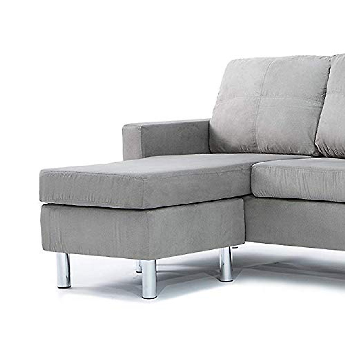 Divano Roma Furniture Small Space Modern Sectional Sofa, Gray