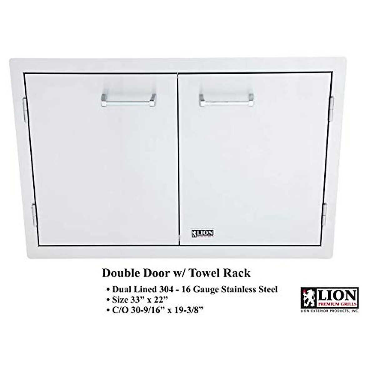 AMS Fireplace Lion | 32" Grill Package with 33" Double Access Doors & Refrigerator | Propane