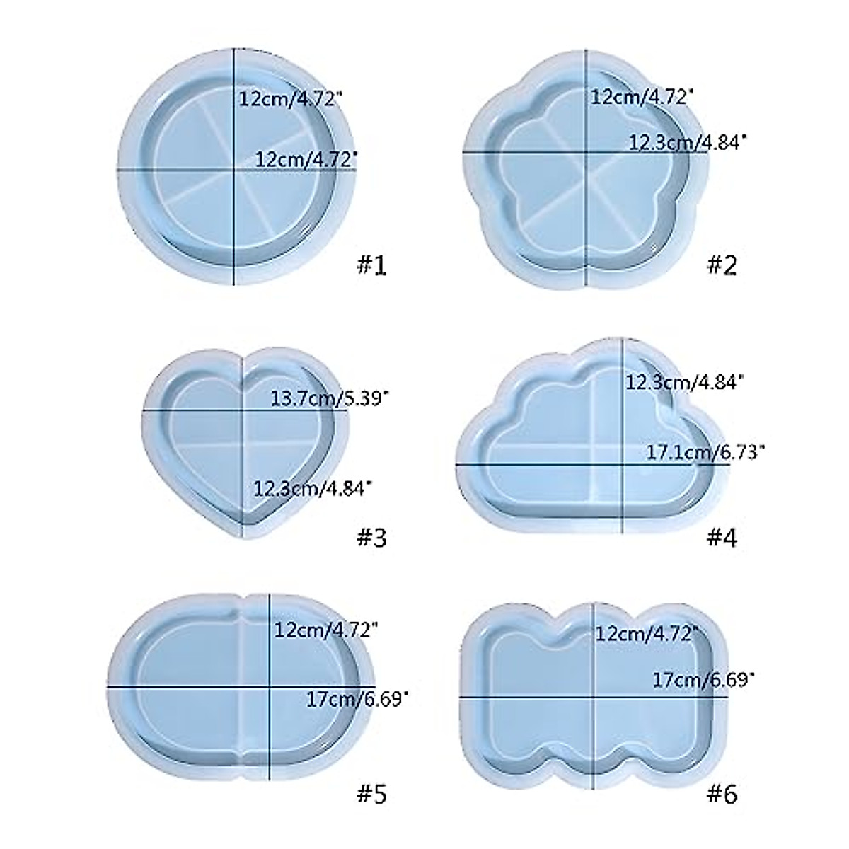 Cloud Heart Flower Shape Tray Molds with Edge Jewelry Tray Candle Holder Mold Plate Dish Container Resin Casting Mould Jewelry Storage Tray Silicone Mold DIY Craft Supplies Storage Container