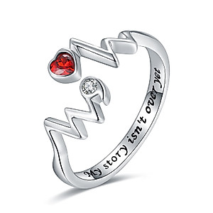 EJALEN S925-Sterling-Silver Faith Hope Love Ring - Cross Rings for Women Adjustable Inspirational Faith Over Fear Ring Jewelry Jesus Christian Gifts for Women Teens Sizes 6-8 (red)