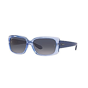 Ray-Ban Women's RB4389 Square Sunglasses, Transparent Light Violet/Blue Gradient Polarized, 55 mm