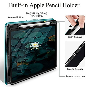 auaua Case for iPad Pro 12.9 6th/5th/4th/3rd Generation 2022/2021/2020/2018, Slim Durable Leather Stand Cover with Pencil Holder, Auto Sleep/Wake (Green)