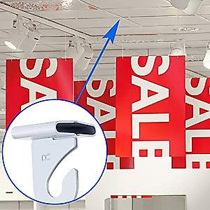 Aluminum Ceiling Hooks for Drop-Ceiling T-Bars Right and Left White Ceiling Hanger T-Bar Track Clip Suspended Ceiling Hooks Grid Clips for Hanging Plants Office Signs Decorations (20)