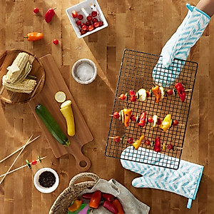 Tommy Bahama Maui Herringbone Oven Mitt 2-Pack Set, Aqua Blue, 7"x14"