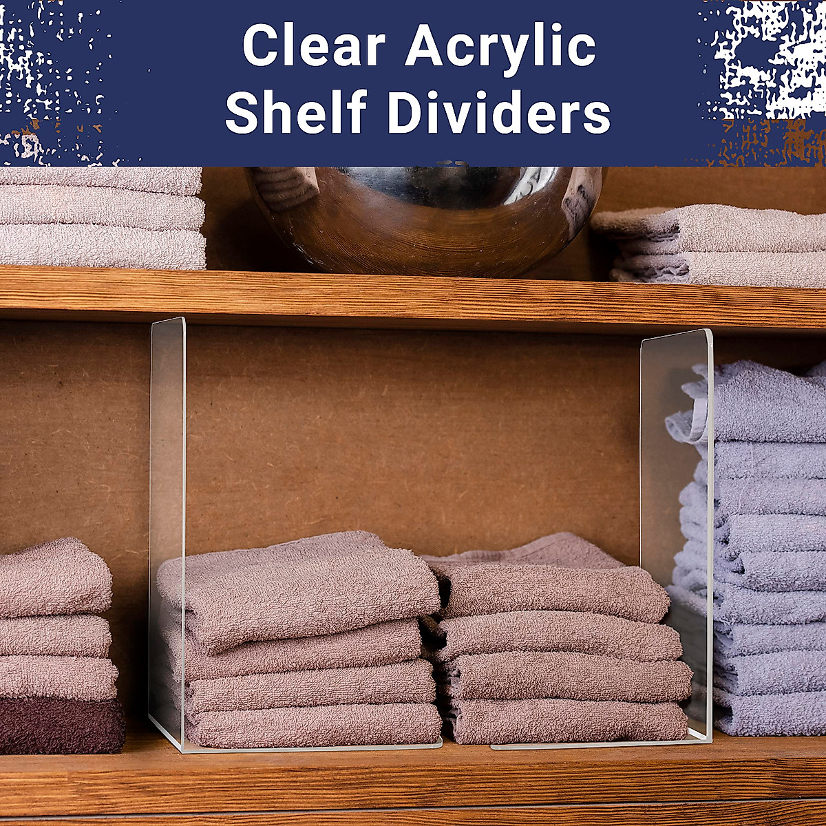 True 4U Acrylic Shelf Dividers for Closet Organization: 4 Pack Tall Durable Clear Shelves Moveable, Ideal for towels, clothes, purses, divider for any shelf in any room 10"X4"x11"
