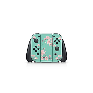 Tacky Design Flowers Skin Compatible with Nintendo Switch Skin Wrap Cover, Cherries Stickers for Nintendo Switch Stickers, Premium Vinyl 3M Full Wrap Decal, Compatible with Joy-Con, Console, Dock.