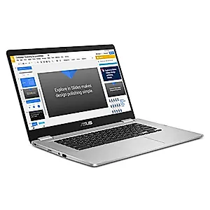 ASUS Chromebook C523, 15.6" FHD NanoEdge-Display with 180 Degree-Hinge, Intel Celeron N3350-Processor, 4GB LPDDR4-RAM, 64GB Storage, Chrome OS, Silver, Laptop-Sleeve Protector, C523NA-IH44F