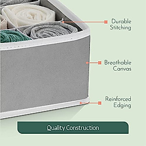 RUBOXA Dresser Organizer - Set of 4 Drawer Organizers for Clothing, Bra and Underwear Organizer Bins for Bedroom Organization, Breathable, Easy Assemble, Foldable, for Lingerie, Sock, Tie ETC. (GREY)