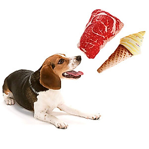 houyifeiqinhu Pet Toy Simulated Meat Ice Cream Food Simulation Squeaky Bite Chew Play Toys Dog Cat Puppy Supplies False Soft Sound Funny Toy 1#