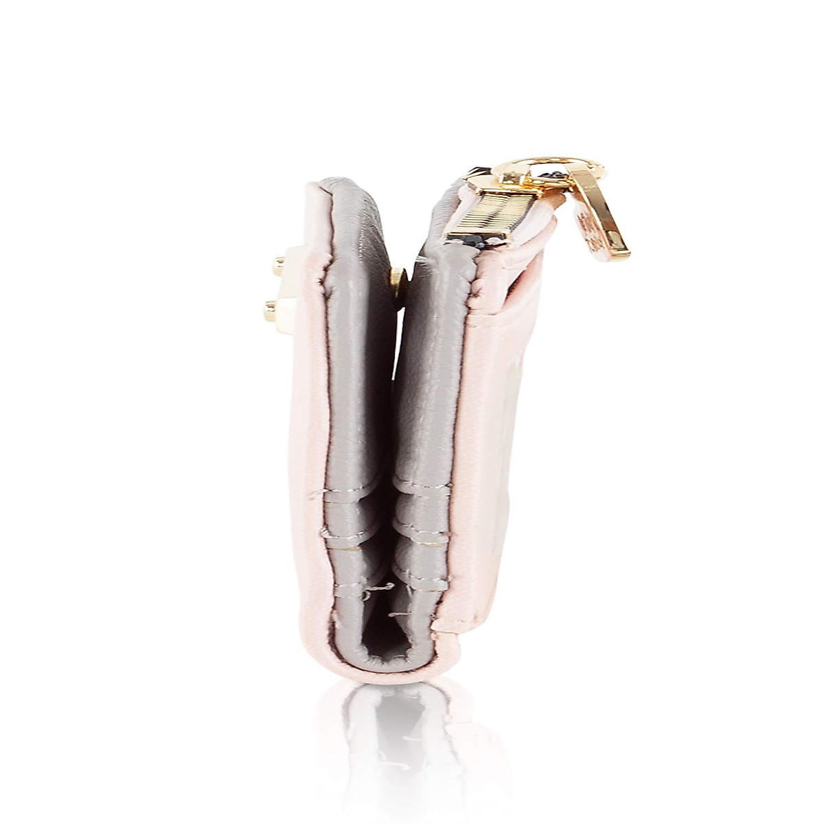 Betsey Johnson New French Foldover Snap Bifold Clutch Wallet Purse - Pink/Grey