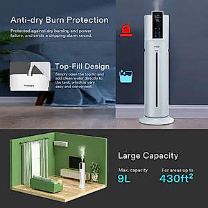 VIVOSUN 9L Air Humidifier, 2-in-1 Top Fill Cool & Warm Mist Humidifier, Indoor Ultrasonic Humidifier with Essential Oil Box & Remote Control for Bedrooms, Offices, Plants, Babies