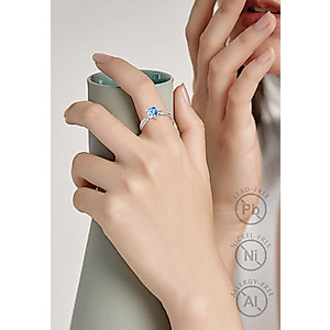 Vito 925 Sterling Silver Birthstone Rings for Women, Adjustable Open Heart Cubic Zirconia March Birthstone Ring Birthday Month Jewelry Gift for Mom Wife Daughter