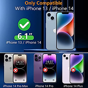 SPIDERCASE Clear Designed for iPhone 14 Case/iPhone 13 Case, Magnetic [2 Pcs Tempered Glass Screen Protector] [Military Grade Drop Protection] Slim Thin Cover