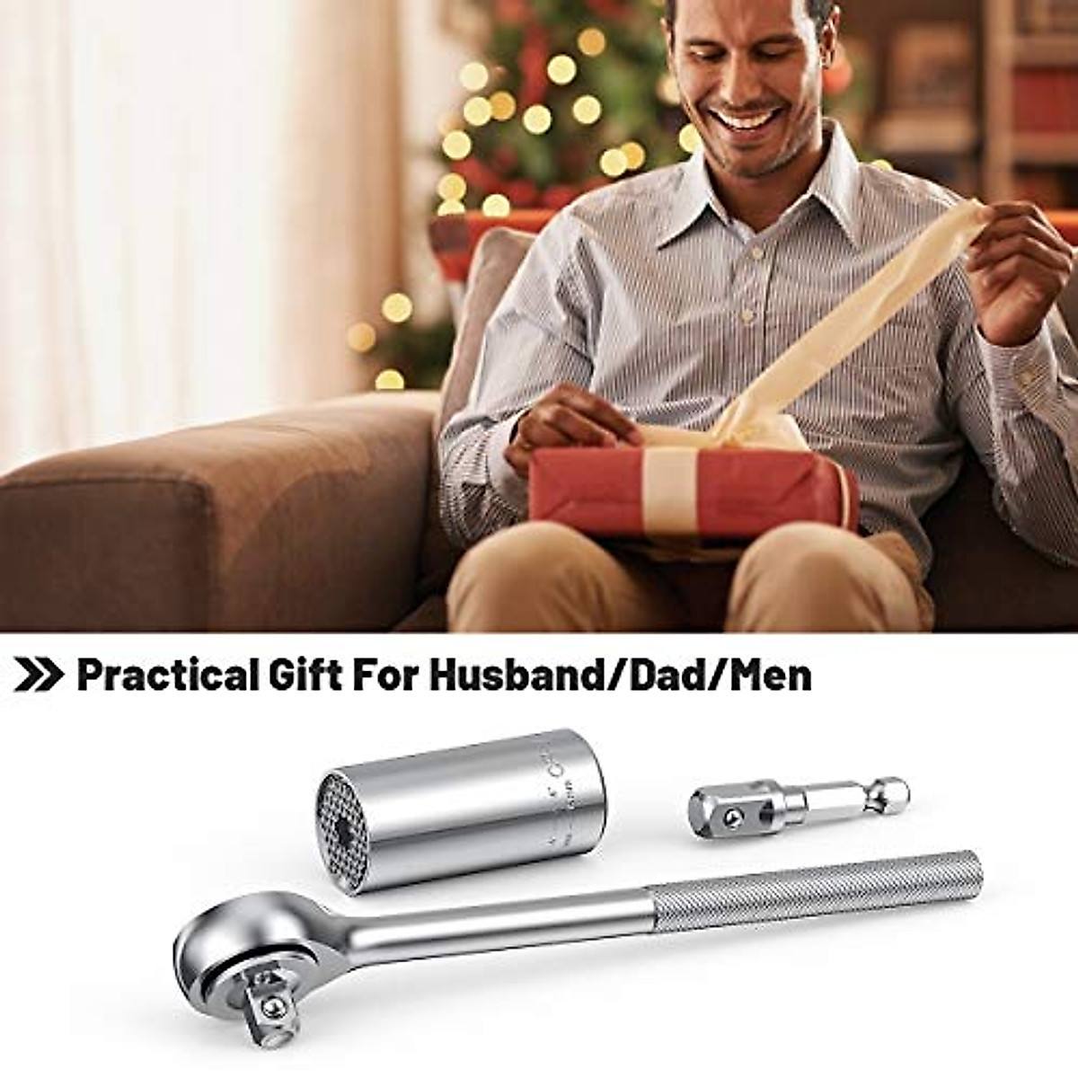 Universal Socket Tools Gifts for Men - Socket Set with Power Drill Adapter, Unique Gadgets Super Socket Set, Handy DIY Tools Stocking Stuffers Gifts for Men/Dad/Husband/Women(7-19mm)