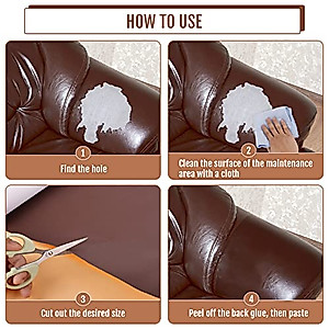 woefste Leather Repair Patch, 17X79 inch Repair Patch Self Adhesive Waterproof, Reupholster Leather Tape for Furniture Couch Chairs Car Seat (Dark Brown)