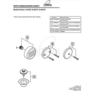 Olympia D-820T-MB Overflow and Waste Drain Trim Kit Matte Black