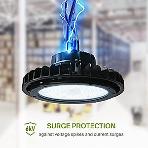 ASD UFO LED High Bay Light 150w 19,479lm 5000K, 1-10V Dimmable, 120-277V, Commercial Warehouse Area Light Waterproof IP69K Eqw.500W MH/HPS, Safety Rope Included, UL & DLC Premium Listed