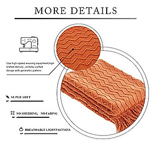 BATTILO HOME Burnt Orange Throw Blanket for Couch, Decorative Knitted Spring Blankets with Tassels - Soft Lightweight Textured Solid Fall Decor Throw, 50"x60"