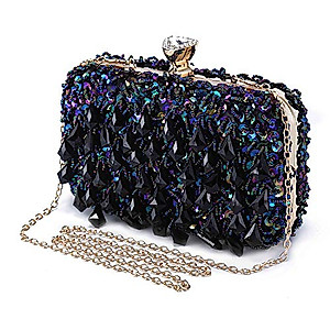 UBORSE Women Clutch Wedding Purse Rhinestone Crystal Beaded Bags Cocktail Party Bridal Prom Handbag for Women (Blue)