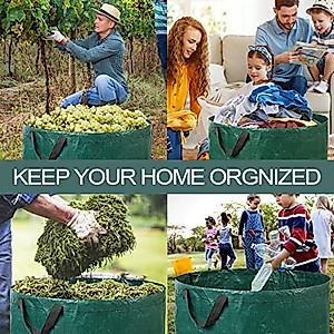 Pilntons 3 Pack 137 Gallons Reusable Yard Waste Bags with Double Bottom Extra Large Leaf Lawn Bags Reusable Heavy Duty With 4 Handles Garden waste Bags Containers for Debris Grass Clipping