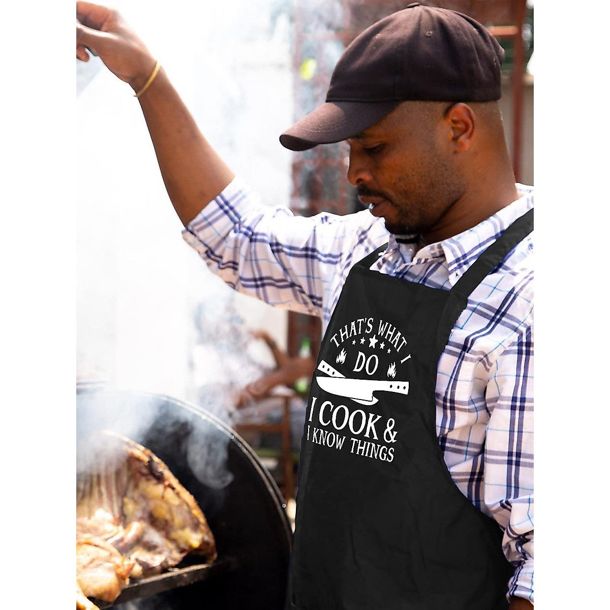 OzosKeiw Funny Aprons for Men - BBQ Gifts for Men Dad Father’s Day Husband Chef Kitchen Mens Aprons for Grilling Cooking Grill Birthday Christmas