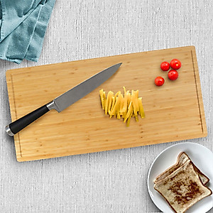 BambooMN Heavy Duty Premium Bamboo Cutting Board - Vertical Cut - Grooved - 24" x 12" x 1"