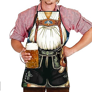 Bilipala Lederhosen Apron Funny Apron Oktoberfest Bavarian Kitchen Cooking Apron for Man