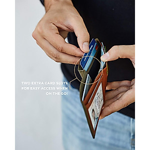 SERMAN BRANDS Mens Slim Bifold Wallet RFID Blocking Minimalist Front Pocket Full Grain Leather Wallets for Men - Thin & Stylish (Salted Green Elite)