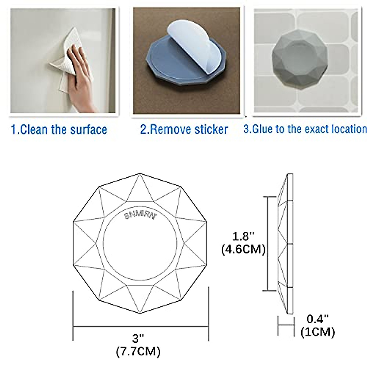 Door Stops Wall Protector 3" (3 PCS) with Strong 3M Adhesive - Quiet and Shock Absorbent Silicone Wall Protectors from Door Knobs - Larger Door Bumper to Protect Every Wall Surface (Gray）