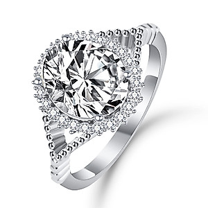 Msxyowaer Oval Engagement Ring, 3.5 Carat D VVS Clarity Halo Moissanite Engagement Ring, S925 Sterling Silver Rings for Women Proposal Anniversary Wedding