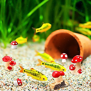 Yulejo 120 Pcs Cute Tiny Mushrooms Bulk Mini Miniature Figurines Fairy Mushroom Decor Garden Mushroom Statue Mini Mushrooms Ornament for Plant Micro Landscape Bonsai Craft(,Red)