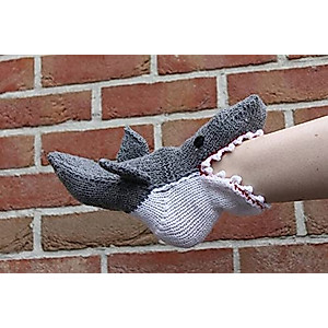 HHAMZONE 1 Pair Knit Crocodile Socks for Women and Men, Christmas Novelty 3D Creative Cartoon Animal Socks (Shark)