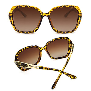 LECKIRUT Oversized Sunglasses for Women Polarized UV Protection Classic Fashion Ladies Shades Leopard