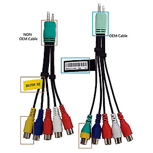 Video Cable BN39-01154W 0.3m 3.5mm Male 2.5mm Male to 5RCA Female Plug Audio Video AV Adapter Cable Cord for Samsung LED TV, Compatible ME40A ME40B ME46A ME46B ME55A ME55B ME65B ME75B Series TV