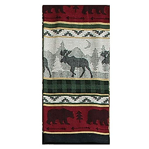 3 Cabin Lodge Themed Decorative Cotton Kitchen Towels Set with Bear and Moose Print | 2 Applique Tea Towels and 1 Jacquard Tea Towel for Dish and Hand Drying | by Kay Dee Designs