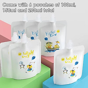 Fruit Puree Filler, 7pcs Set Baby Food Pouch Maker Pure Color Pouches Toddler Fruit Squeeze Puree Filler for Kids (Green) Food Pouch Filler