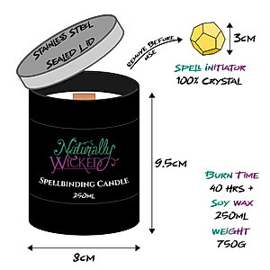 Naturally Wicked Spellbinding Candle | Scented Crystal Spell Candle | Inc Unique Candle Gift Box (Sex)