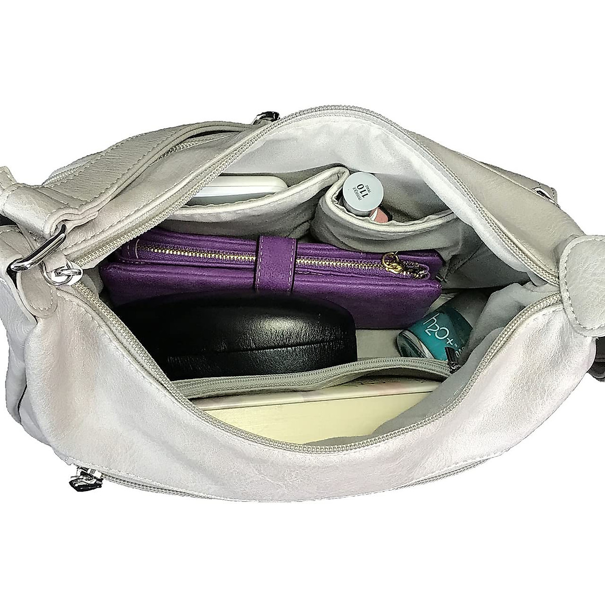 Zzfab Front Pockets side Locking Small Concealed Carry Purse CCW Crossbody Bag Grey