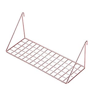 GRIDYMEN Straight Flat Display Shelf for Wall Grid Panel, Wire Hanging Organizer Rack Bin Storage Mountable, 11.8" Width x 4.3" Depth, Rose Gold