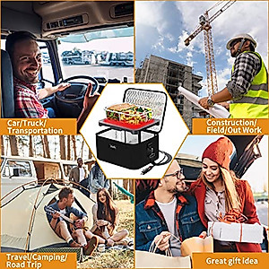 Portable Oven, 12V 24V 2-in-1 Car Food Warmer Mini Portable Microwave, Aotto Personal Heated Lunch Box Warmer for Work Reheating and Cooking Meals in Truck, Vehicle, Travel, Camping, Picnic (Black)